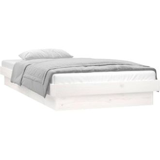 vidaXL Cadre de lit &agrave; led blanc 90x190 cm simple bois massif