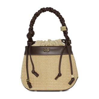 Ganni Femme, Sacs, Brun, Taille: ONE Size Sac Bou Bucket Raffia Marron