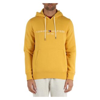 Tommy Hilfiger Baumwollkapuzenpullover mit Logo-Stickerei - - Sweatshirts & Hoodies - Herren - Gelb - XS