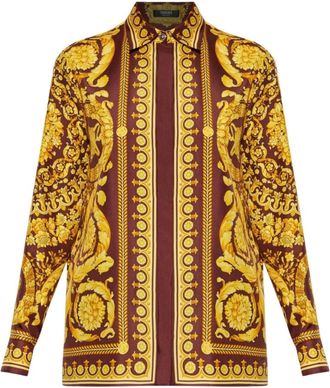 Versace Femme, Blouses et Chemises, Multicolore, Taille: 36 FR Chemise en soie Baroque