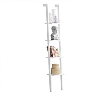 SoBuy Bibliothèque Étagère Murale Style échelle, Étagère échelle 4 Niveaux- Blanc 33 x 180 cm, FRG15-W