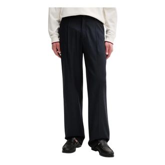 Les Deux Pantalon de costume en serg&eacute; pliss&eacute; - Homme - Pantalons - Bleu - Taille: W34 L32