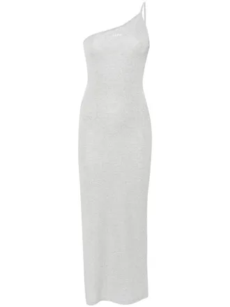 Off-white robe mi-longue en maille nervur&eacute;e - Argent
