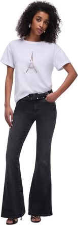 Liu Jo Femme, Jeans, Gris, Taille: 38 FR Applicazioni Paris Flared Jeans