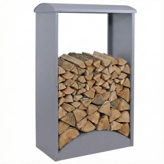 Mendler Brennholzlager HWC-P77, Kamin-/Feuerholzregal Holzlager Holzunterstand Outdoor Metall 160x98x50cm - grau