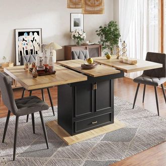 Generic Erweiterungstisch mit LED-Beleuchtung - 110 bis 140 cm f&uuml;r 6 Personen, Holztablett, Interieur & Terrasse