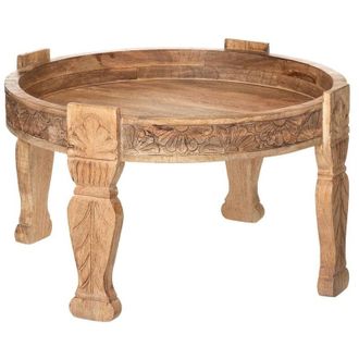 PEGANE Table basse en bois de manguier coloris marron - Diam&egrave;tre 74 x Hauteur 43.5 cm -PEGANE
