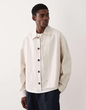 Asos Blouson Harrington &agrave; fines rayures - Taupe-Neutre