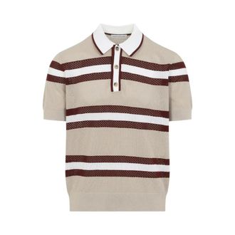 Dries Van Noten Mercy Stripe MK Polo - - Knitwear - Herren - Beige - M