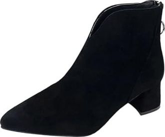 Generic Bottes &agrave; talons pour femme - Bout pointu - Style britannique - Confortables - Fermeture &eacute;clair dans le dos - &Eacute;l&eacute;gantes bottines d&eacute;contract&eacute;es au quoti