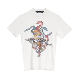 Just Cavalli Schlangenherz Grafik T-shirt - - Tops - Herren - Wei&szlig; - M