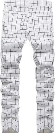 Generic Jean basique confortable pour homme avec poches en tissu extensible doux pour un usage quotidien et des sorties décontractées, blanc, 3XL