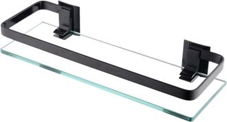 BESPORTBLE Schwarzes Einlagiges Wandmontiertes Badezimmerregal Gehärtetes Glas Ablagefach Robustes Aufbewahrungsregal für Kosmetik und Toilettenartikel Einfach z