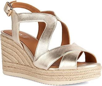 Geox Femme D Ponza Espadrille Wedge Sandales, Doré, 36.5 EU