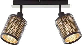 Brilliant Cheval Spotbalken 2flg schwarz gold Metall 2x D45, E14, 28 W, Geeignet für Tropfenlampe (nicht enthalten)