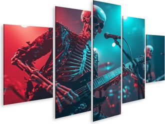 Islandburner Bild auf Leinwand Skelett Gitarrist bei einem Rock Konzert Bilder Wandbilder Poster