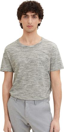 Tom Tailor Herren T-Shirt mit Brusttasche 1033929, 28627 - Creme Black Space Dye, XS