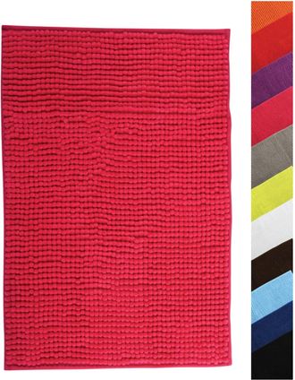 MSV Badteppich Badvorleger Duschvorleger Chenille Hochflor Badematte 40x60 cm - Pink