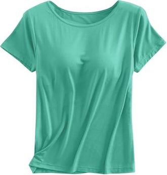 Generic D&eacute;bardeur de sport pour femme avec soutien-gorge int&eacute;gr&eacute; mignon &agrave; manches courtes sans manches Y2K - Pour course &agrave; pied, col rond, printemps - D&eacute;barde