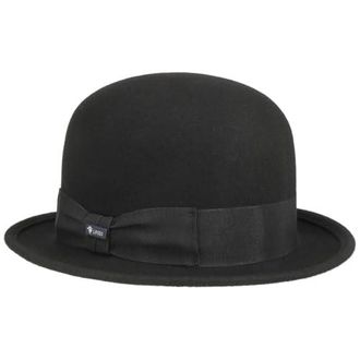 LIPODO Chapeau Melon en Feutre de Laine Femme/Homme - Made in Italy avec Ruban Gros Grain Printemps-ete Printemps Ete Automne Hiver - XL (60-61 cm) Noir