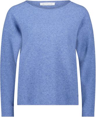 Betty & Co Damen Strickpullover mit Rundhalsausschnitt 44, Middle Blue Melange
