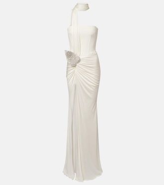 DAVID KOMA Robe bustier &agrave; ornement