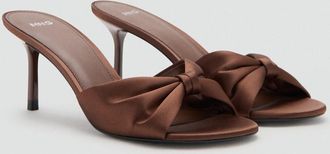 Mango Sandales d&eacute;tail naud satin chocolat - Femme - 35 - MANGO