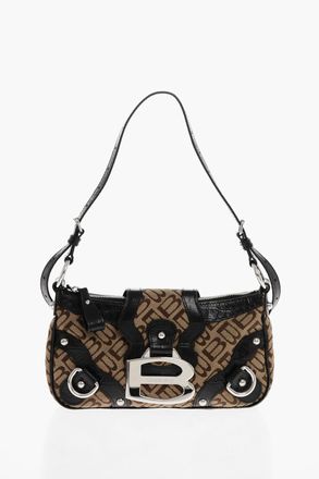Balenciaga Mini Bag aus Canvas mit All-over-Monogramm und Lederbes&auml;tzen Balenciaga