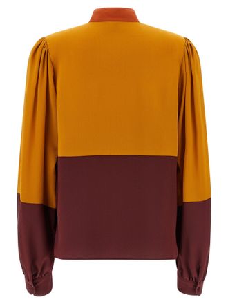 Saint Laurent Color-Block Silk Blouse - Gold