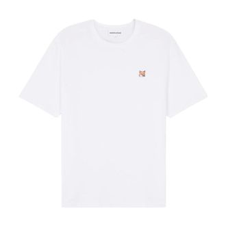 Maison Kitsuné Homme, Tops, Blanc, Taille: XL T-shirt blanc avec patch Fox Head