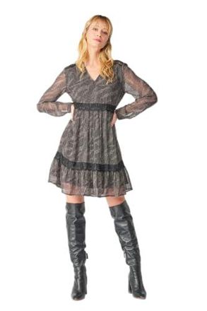 Le Temps Des Cerises Robe Rena Noire &agrave; Motif Animalier