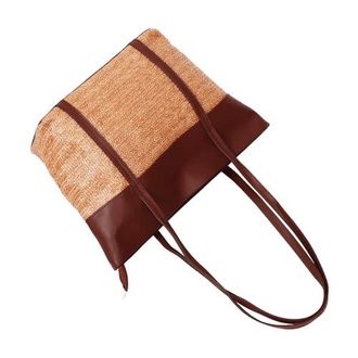 Holibanna Paquet Fourre-Tout Tiss&eacute; Grosse Capacit&eacute; en Paille Caf&eacute; Paquet &agrave; Main Bandouli&egrave;re Simple pour Femmes D&Eacute;t&eacute; Polyvalent Voyage et Quotidien L&eacute;ger et &Eacute;l&eacute;g