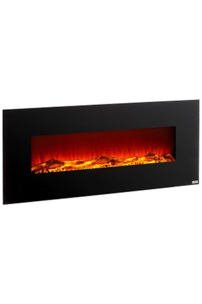 Xora Elektrokamin, Schwarz, Metall, Kunststoff, Glas, 128x55x14 cm, Fernbedienung, Flammeneffekt separat schaltbar, &Uuml;berhitzungsschutz, Thermostat, Dimmer,