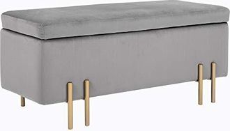 HOMCOM Banc de Rangement Coffre de Rangement Design Contemporain- Banc avec Espace de Stockage - dim. 100L x 40l x 42H cm - Velours Gris Clair piètement méta