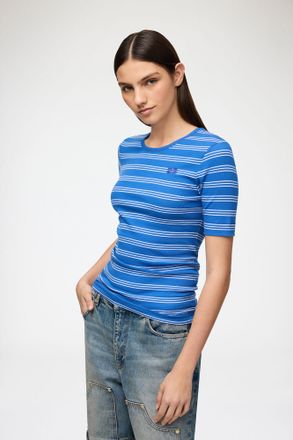 Ganni T-shirt en coton c&ocirc;tel&eacute; Nouvean Bleu marine biologique - Taille L - Pour Femme