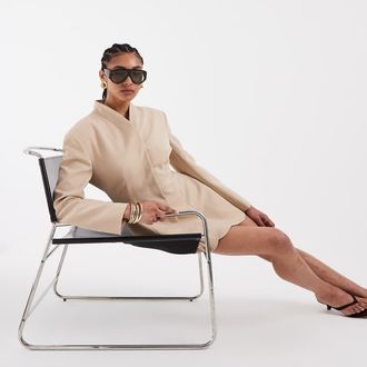 Asos Robe blazer &agrave; encolure crois&eacute;e - Camel-Neutral