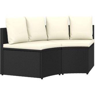 vidaXL 2-tlg. Garten-Sofagarnitur mit Auflagen Poly Rattan Schwarz vidaXL