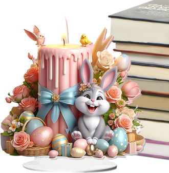 Generic Osterhasenfiguren - Frohe Osterhasen Dekorationen 2D Acryl Osterhasen Dekoration Bauernhof Tischdekoration Frühlingsschild Dekoration