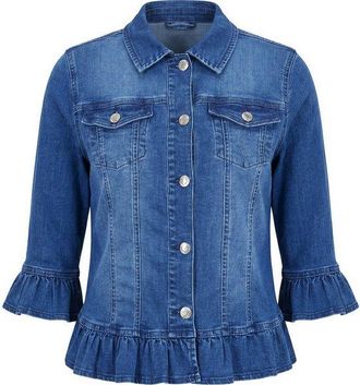 Miamoda Jeansjacke Jeansjacke Volants Stretchdenim 3/4-&Auml;rmel