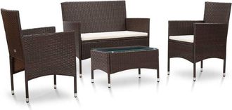 vidaXL 4-tlg. Garten-Lounge-Set mit Auflagen Poly Rattan Braun vidaXL