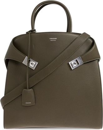 Ferragamo Femme, Sacs, Vert, Taille: ONE Size Hug Leather Handbag