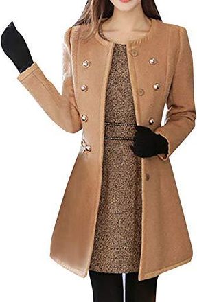 Generic 2026 StylsihWi Veste trench en laine pour femme Manteau dext&eacute;rieur chaud ParkaCoat &agrave; revers Manteau dhiver pour femme, kaki, XXL