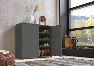 BMG M&ouml;bel Schuhkommode Kommode Aktenschrank &raquo;Mailand 4&laquo; Schlafzimmer, bis zu 16 Paar Schuhe, w&auml;hlbar (Anthrazit)