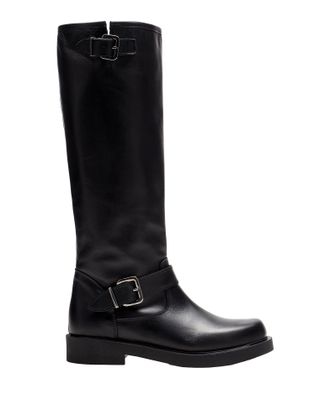 8 by YOOX LEATHER TALL BIKER BOOTS