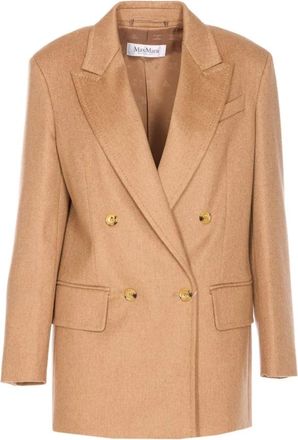Max Mara Femme, Vestes, Brun, Taille: 40 FR Veste marron à double boutonnage avec poches à rabat