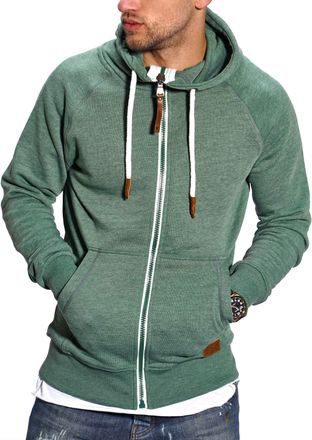 Rello & Reese Herren Sweatjacke Hoodie Zip-Jacke Kapuzenpullover MT-7692 [Grün, XL]