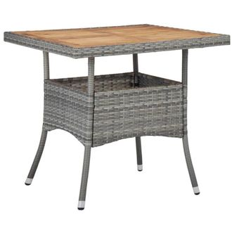 vidaXL Garten-Esstisch Grau Poly Rattan und Massivholz Akazie - Vidaxl