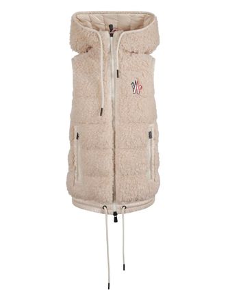 Moncler veste zipp&eacute;e &agrave; capuche en peau lain&eacute;e - Tons neutres