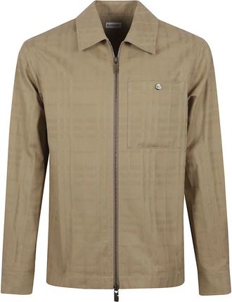 Burberry Homme, Vestes, Beige, Taille: S Check Cotton Zip-Up Shirt