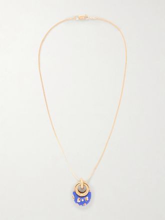 Maison Mayle Niki Drop Vergoldete Kette Mit Emaille - Blau